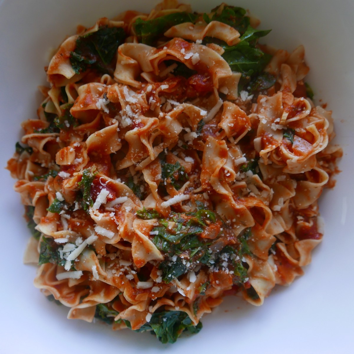 Pasta Ribbons with Kale in Garlic Parmesan Sauce – sarchakra